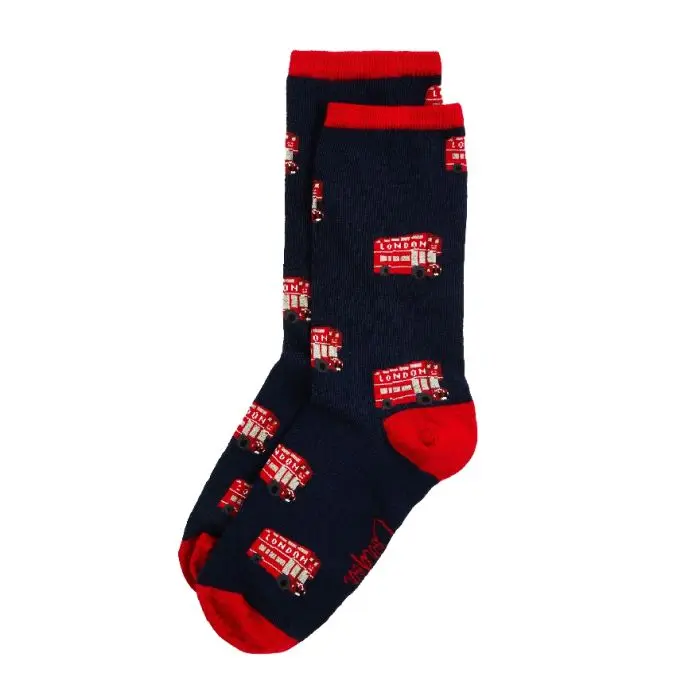 Celebrating London Navy Bus Socks - UK Adult 4 - 7